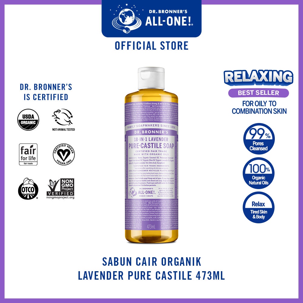 Jual Dr. Bronner's Sabun Cair Organik Lavender Pure Castile 473ml | Shopee Indonesia