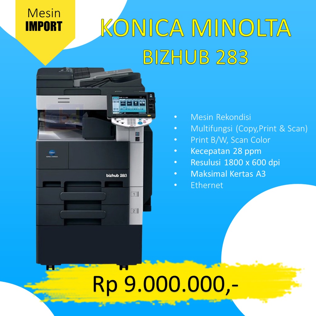 Jual Mesin Fotocopy Konica Minolta Bizhub 283 Import Rekondisi | Shopee Indonesia