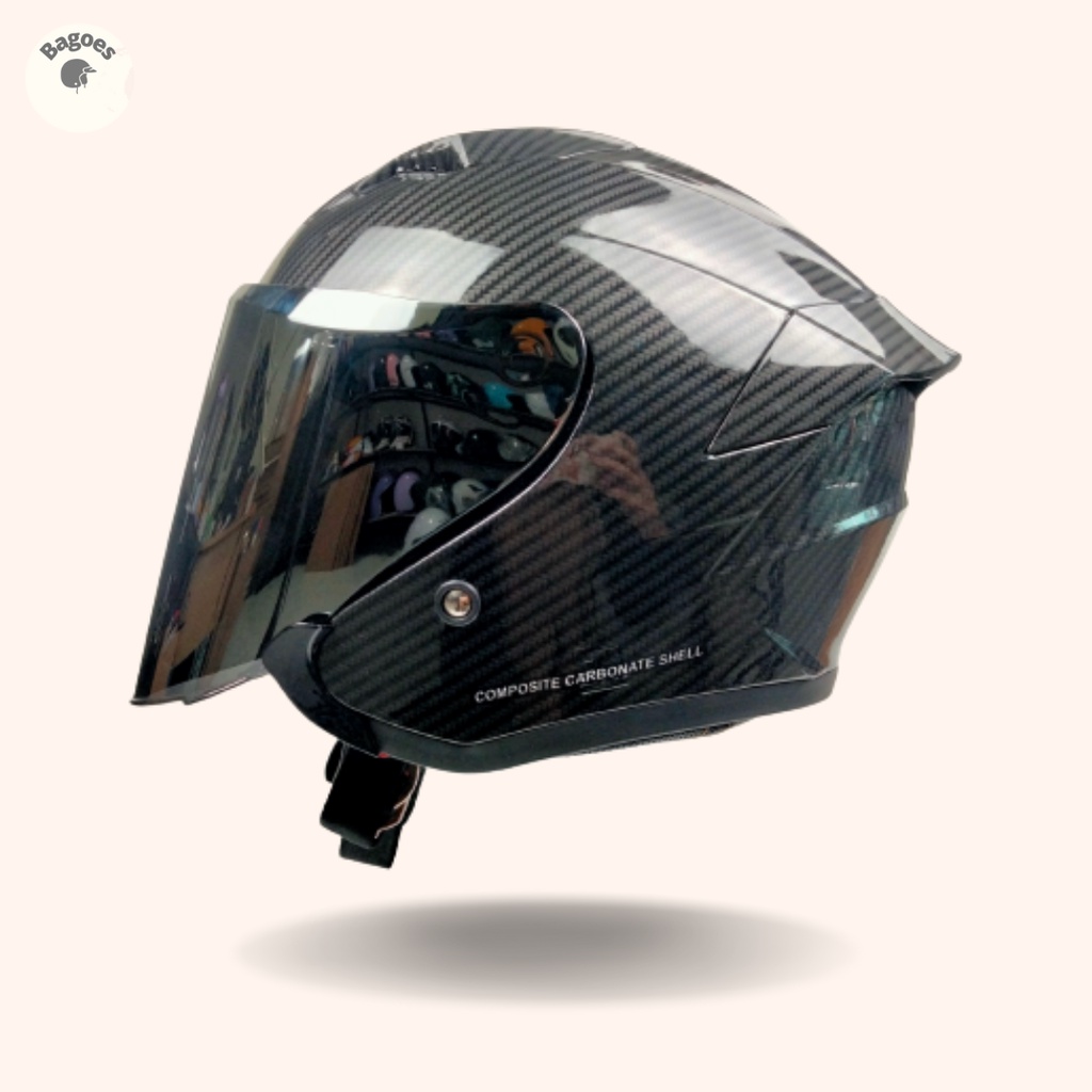 Jual HELM GIFT SARGON HALF FACE MOTIF CARBON | Shopee Indonesia