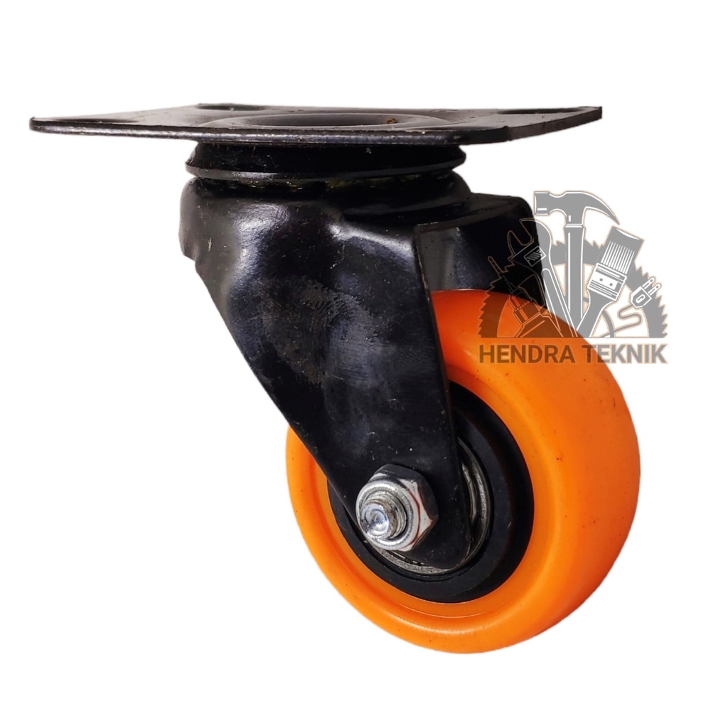 Jual RODA CASTER PVC HIDUP 2" INCH PUTAR RODA ETALASE PVC ORANGE SWIVEL 2 INCI IN DIM 50mm ...