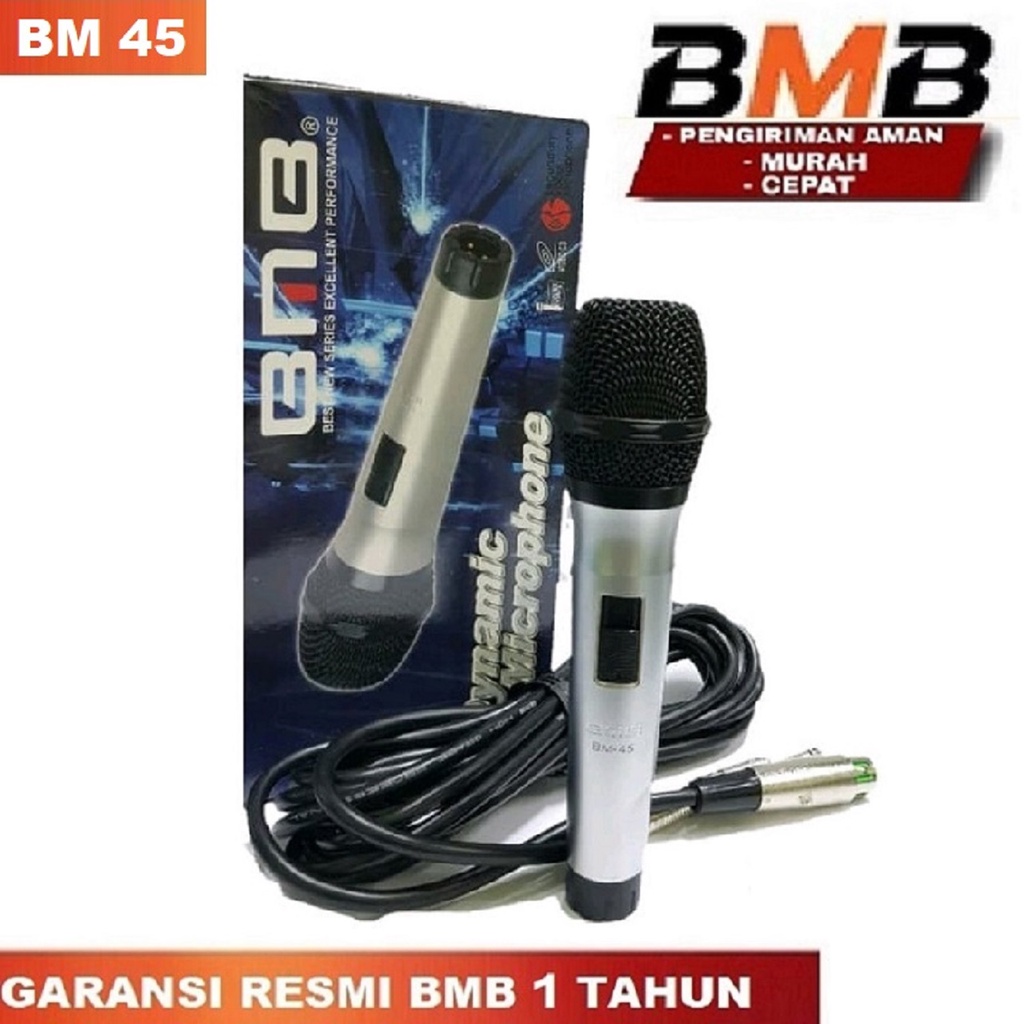 Jual Mic BMB BM-45 Microphone Kabel Mikrofon Cable / Mik Karaoke Mix ...