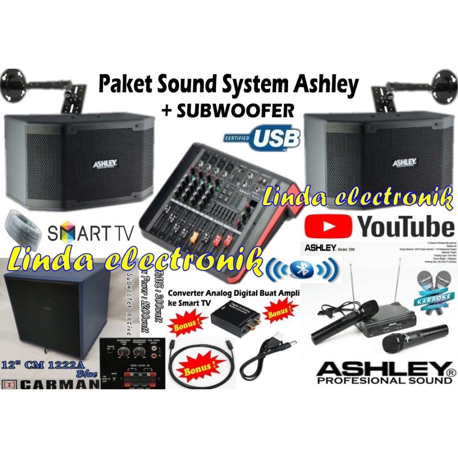 Jual 2 paket paket sound system ashley studio 4 ashley k2310 ashley ...