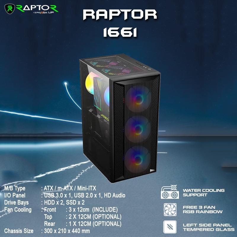 Jual Casing PC Komputer Raptor 1661 Black Strike | Shopee Indonesia