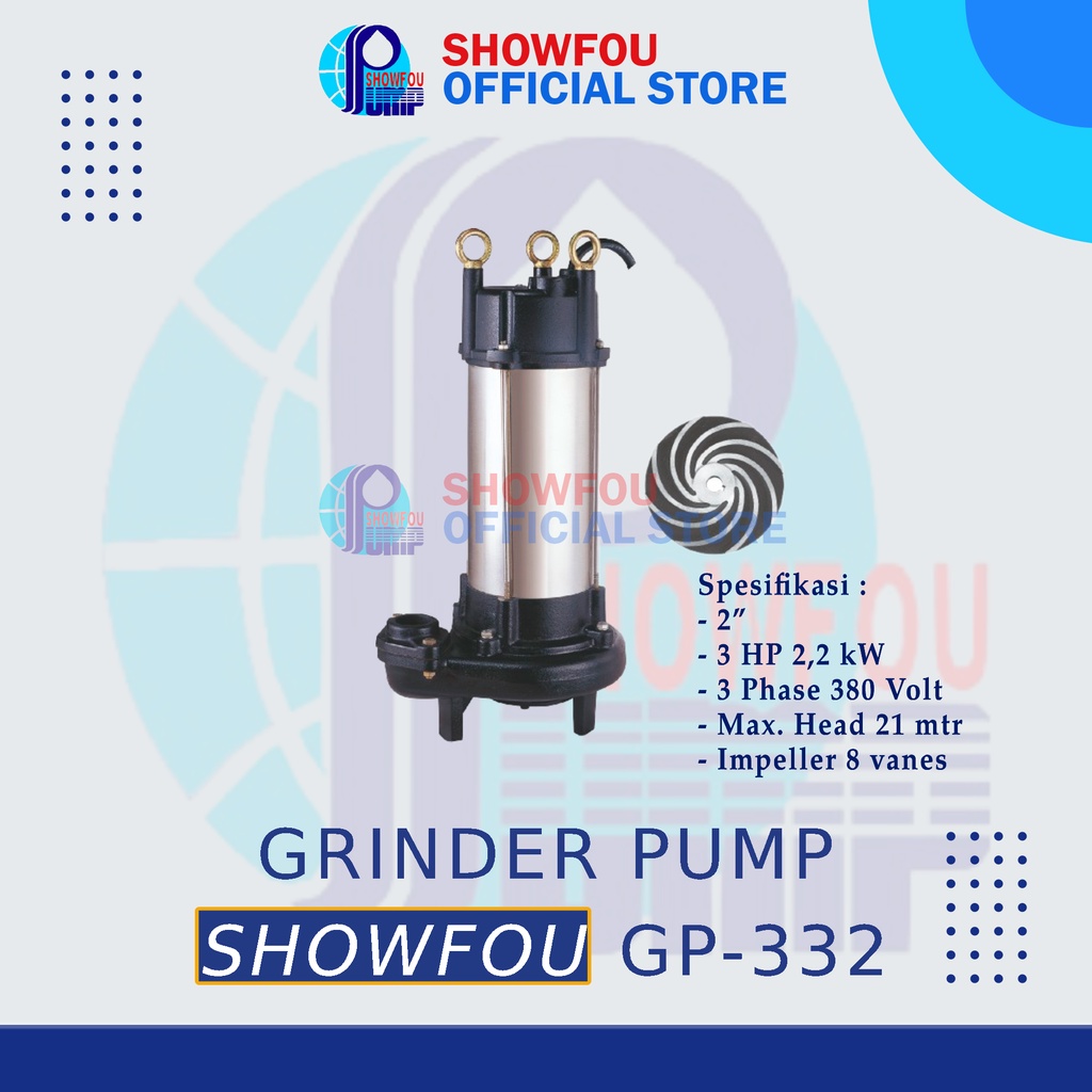 Jual SHOWFOU SUBMERSIBLE SEWAGE GRINDER PUMP GP-332, 3 HP, 3 Phase 2.2k ...