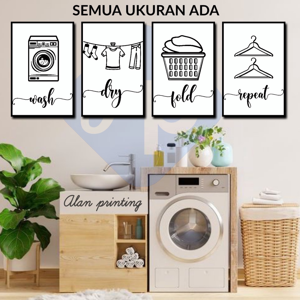 Jual HIASAN DINDING LAUNDRY WASH PLUS BINGKAI KAYU MDF MOTIF LDR ...