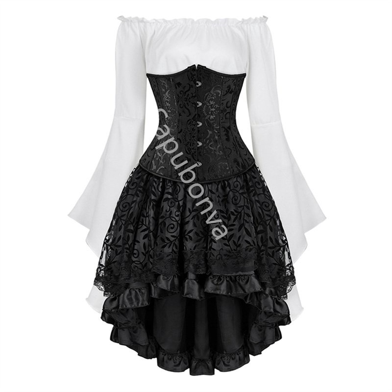 Jual Underbust Corset Dress 3 Set Plus Size Sexy Overbust Bustier Top ...