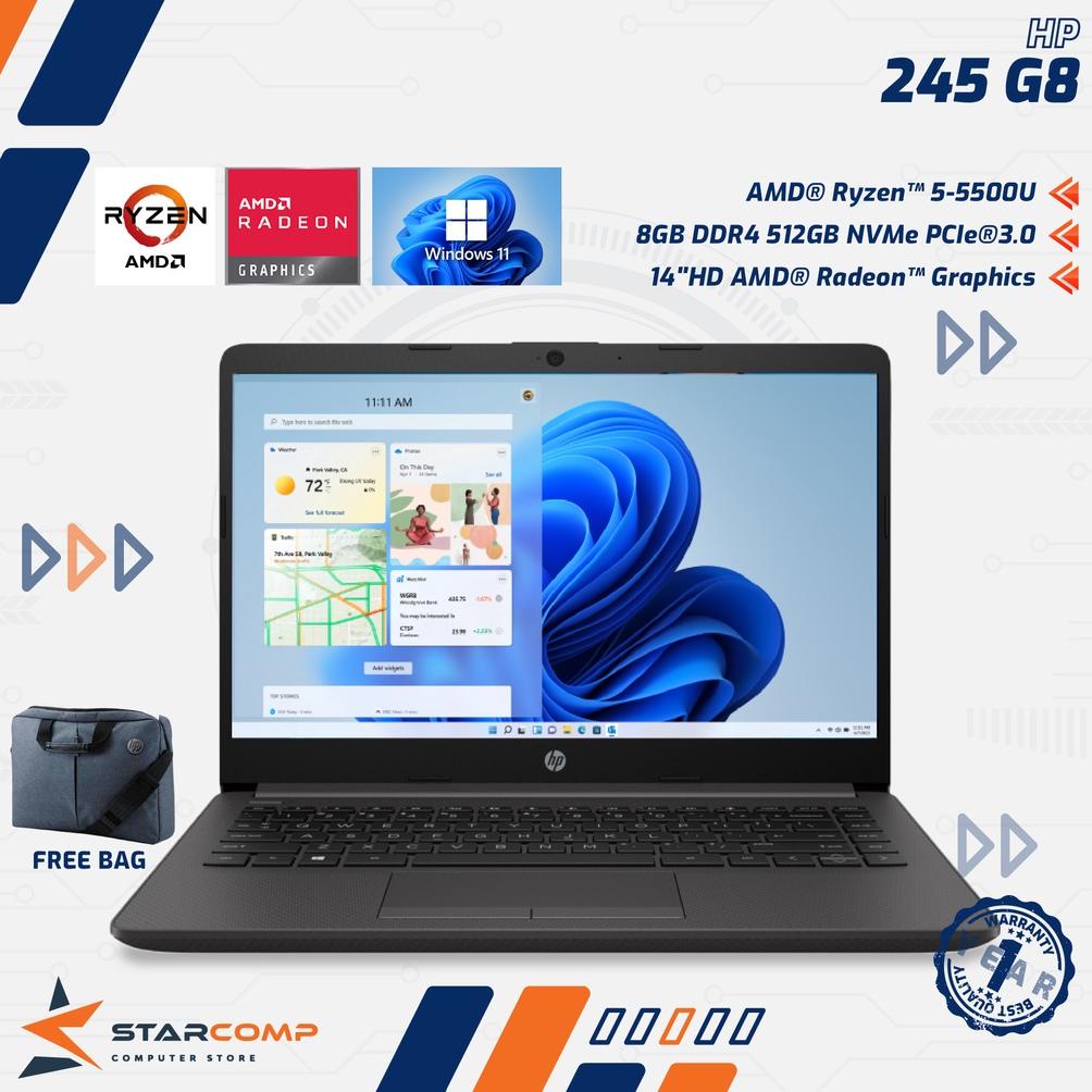 Jual Laptop HP 245 G8 Ryzen 5 5500U 8GB 512GB SSD Vega7 14" Windows 11 ...