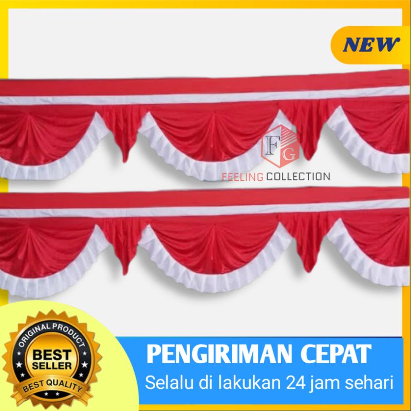 Jual Bendera Background Merah Putih Bunga/Kipas Polos Untuk HUT ...