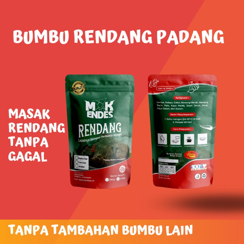 Jual Bumbu Rendang 250 gram Asli Padang Enak Murah Praktis | Shopee Indonesia