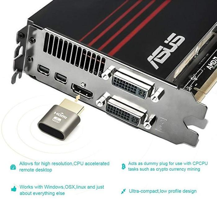 Jual Adapter Emulator Virtual Display Vga Hdmi Dummy Plug Ddc Edid ...
