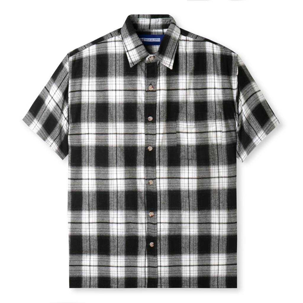 Jual Flannel - Day to Day Flannel Short Sleeve Shirt - Black White ...