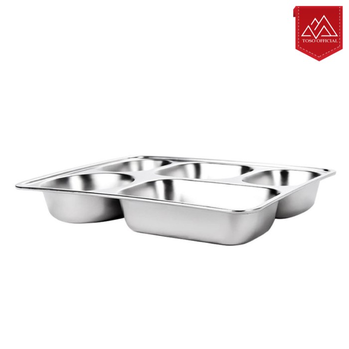 Jual PIRING TEMPAT MAKAN FOOD TRAY STAINLESS STEEL 5 SEKAT TUTUP LUNCH ...