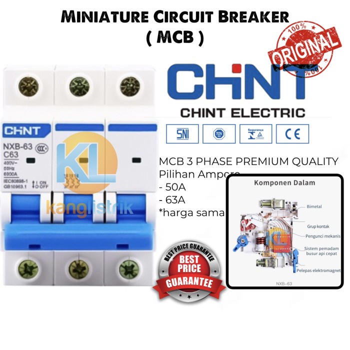 Jual MCB CHINT SNI 3P 50A/63A 3PHASE PREMIUM QUALITY 6KA ORIGINAL | Shopee Indonesia