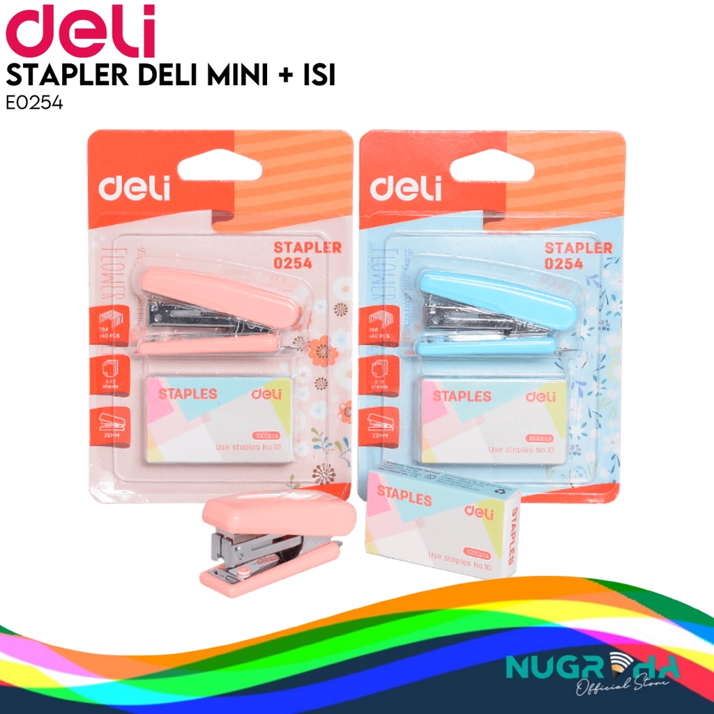Jual STAPLER STAPLES MINI SET DELI 0254 LUCU WARNA WARNI KECIL STAPLER ...