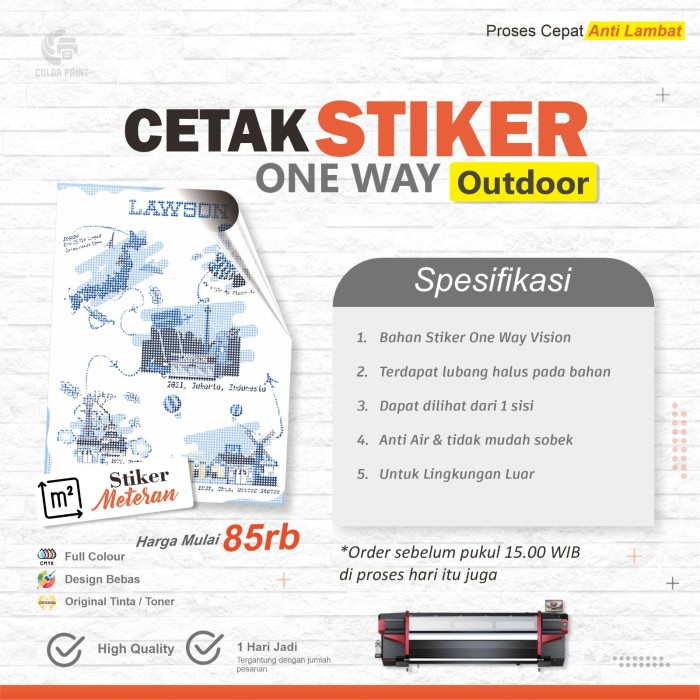 Jual Print Stiker One Way Outdoor / Stiker One Way Vision / Stiker Kaca ...