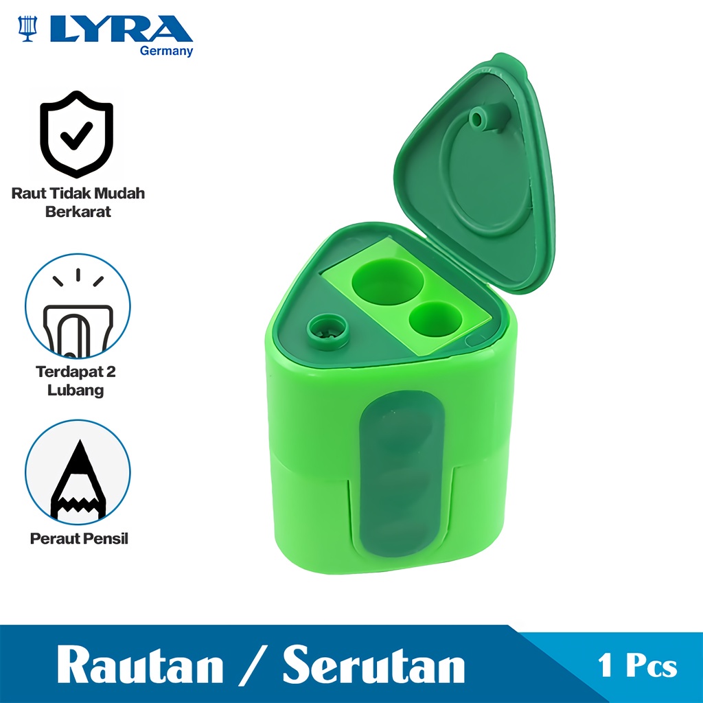 Jual Lyra Peraut / Serutan Pensil 2 Lubang Sharpener Twin Hole ...