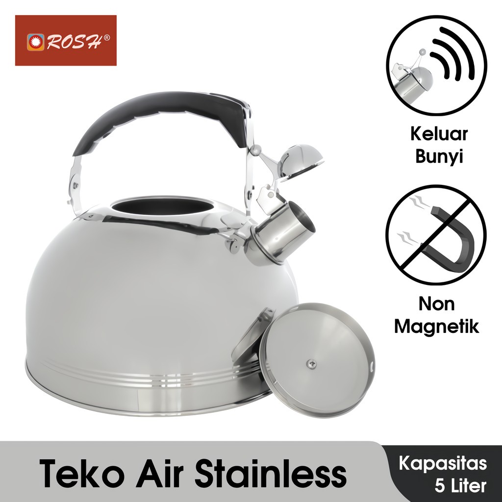 Jual Rosh Teko / Ketel 5 L Stainless Steel Non Magnetic Whistling ...