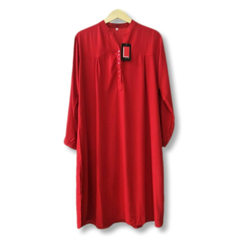 Jual TUNIK KATUN RAYON JUMBO POLOS MERAH CABE | Shopee Indonesia