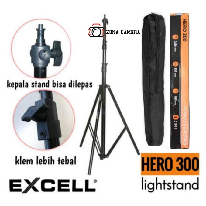 Jual Light Stand Besar Excell Hero 300 Lightstand Big Tripod Lampu ...