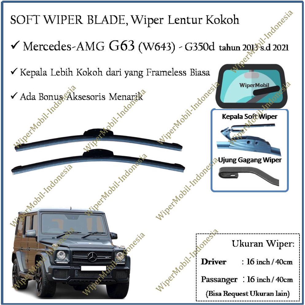 Jual Soft Wiper Blade Mercedes AMG G63 W643 G350d 2013 2014 2015 2016 ...