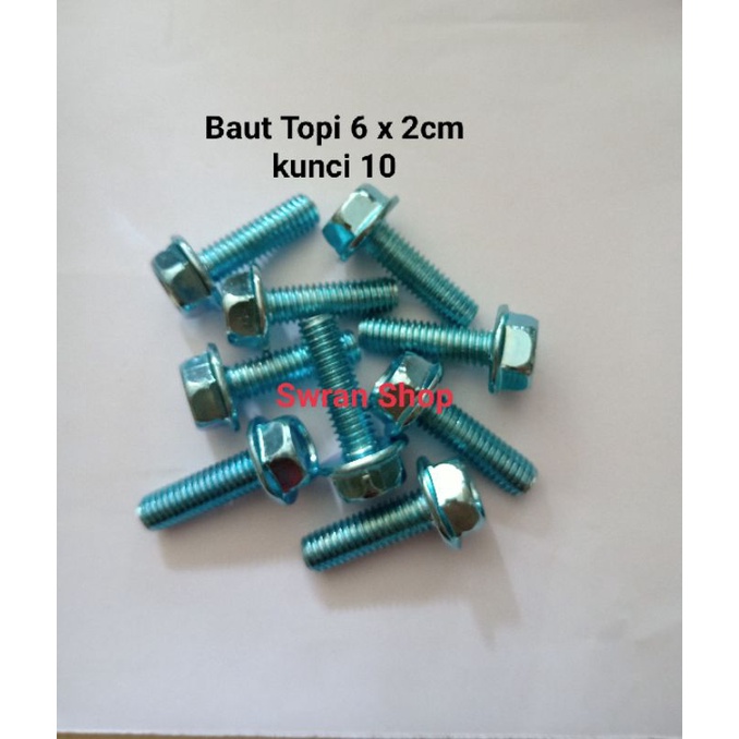 Jual Baut Topi 10/ 6×20 Flange Bolt Kunci 10 (paket 5pcs) | Shopee ...