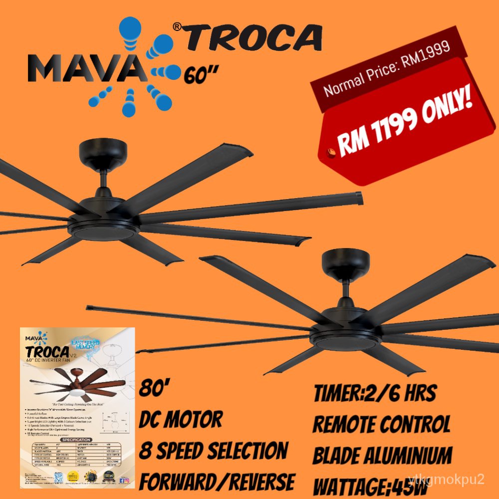 Jual MAVA TITAN 80"DC CEILING FAN REMOTE CONTROL DCFAN KIPAS CEILING ...