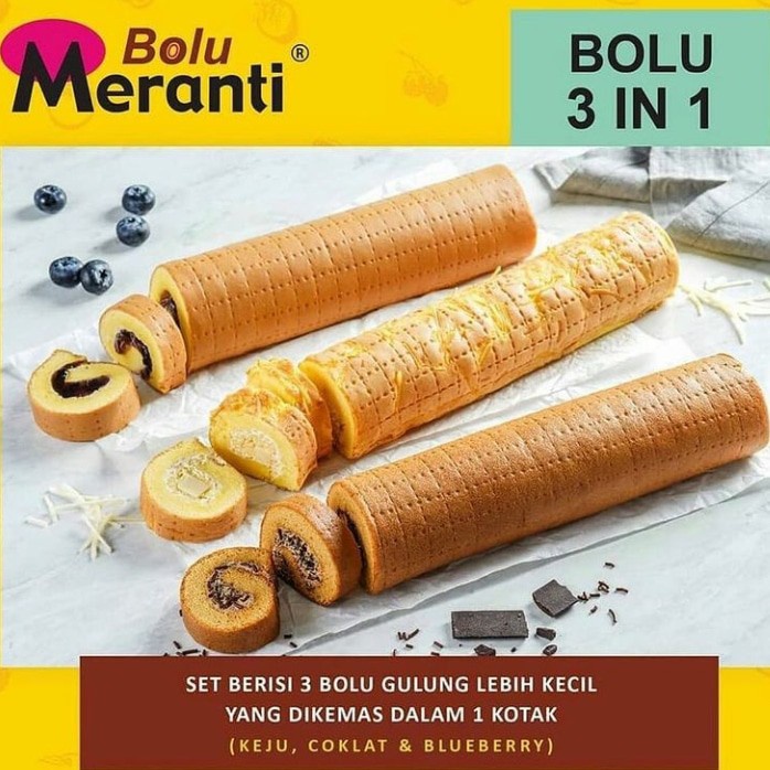 Jual Bolu Meranti Gulung 3 in 1 ( Mocca,Keju,Blueberry) - 3 in 1 ...
