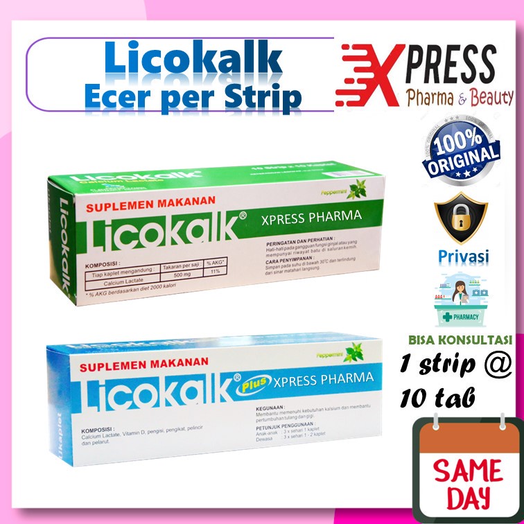 Jual ⚡XPRESS⚡ Licokalk STRIP ECER Strip Isi 10 Tablet Kalsium Laktat ...