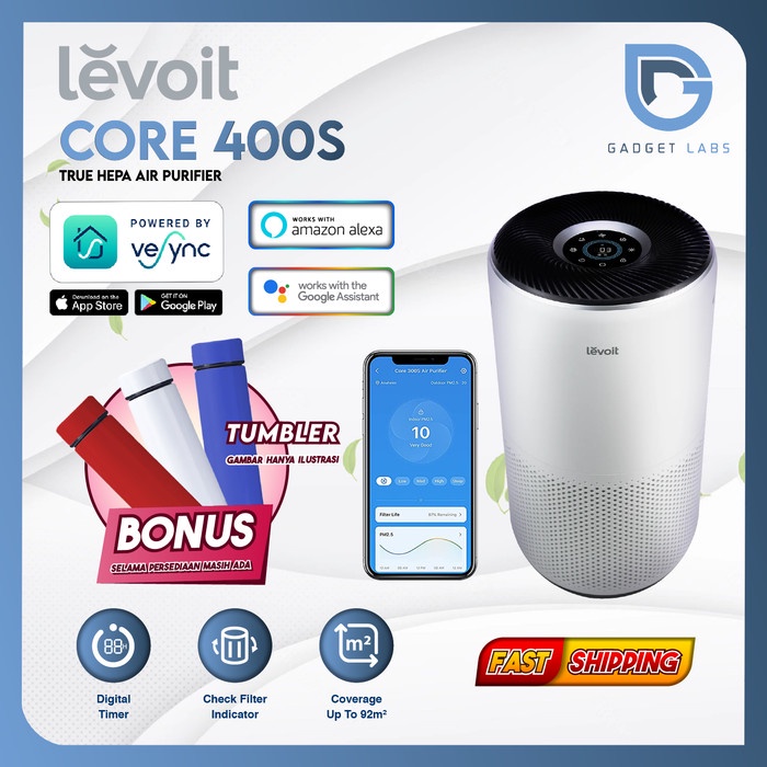 Jual LEVOIT CORE 400S SMART WIFI AIR PURIFIER TRUE HEPA 13 - GARANSI ...