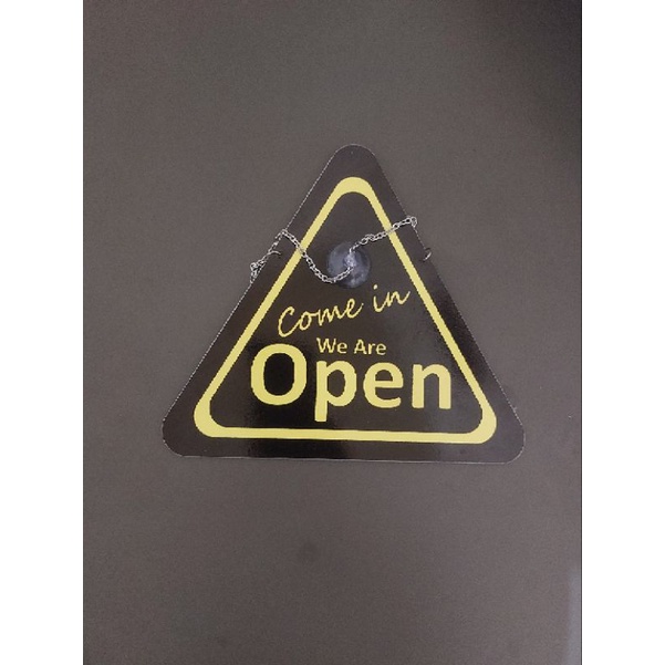 Jual TANDA OPEN/CLOSE SEGITIGA PINTU TOKO KUNING HITAM UKURAN 20 CM ...