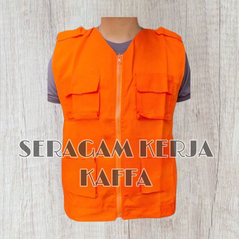 Jual Rompi Polos Proyek Rompi ORANGE KATUN Lapangan Rompi dengan Furing ...