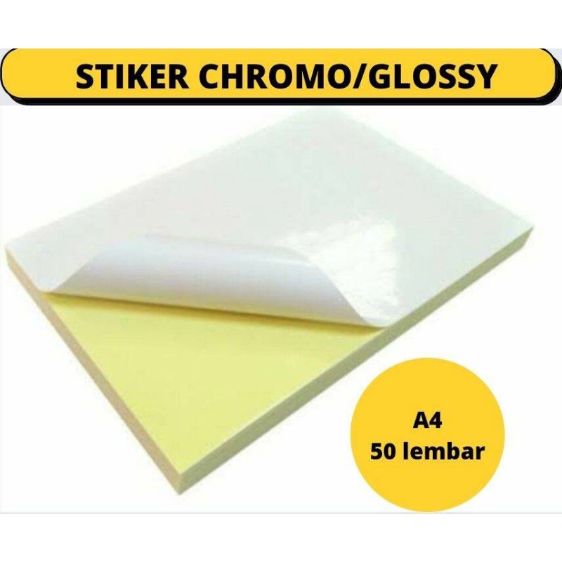 Jual Kertas Sticker Chromo A4 isi 50 lembar / Stiker Glossy Mengkilap ...