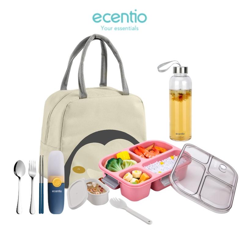 Jual Ecentio Lunch Box Set Tas 1550Ml 4 Grid Kotak Sup 140Ml Tas Bekal ...