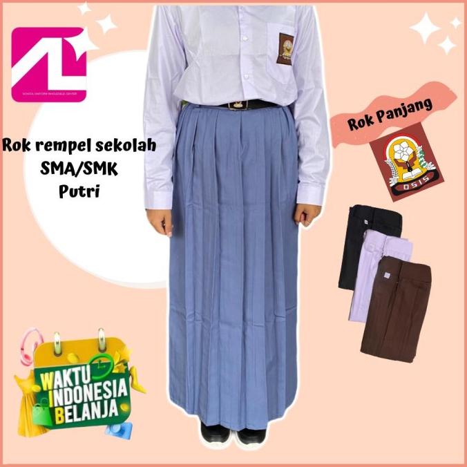 Jual rok rempel anak sekolah SMA/SMK warna abu-abu,putih,hitam&coklat ...