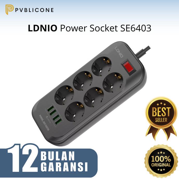 Jual POWER SOCKET ELECTRIC LDNIO SE6403 4 USB 6 COLOKAN | Shopee Indonesia