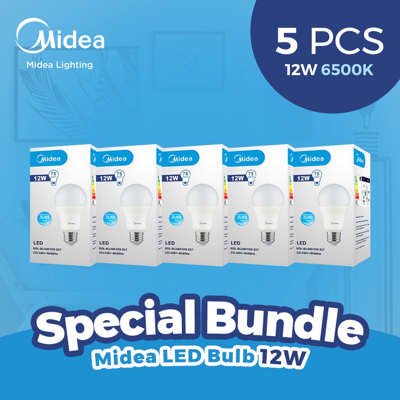 Jual [Bundle] Midea Lighting - Lampu LED Bulb 12W 6500K - Cool Daylight - Isi 5 Pcs | Shopee ...