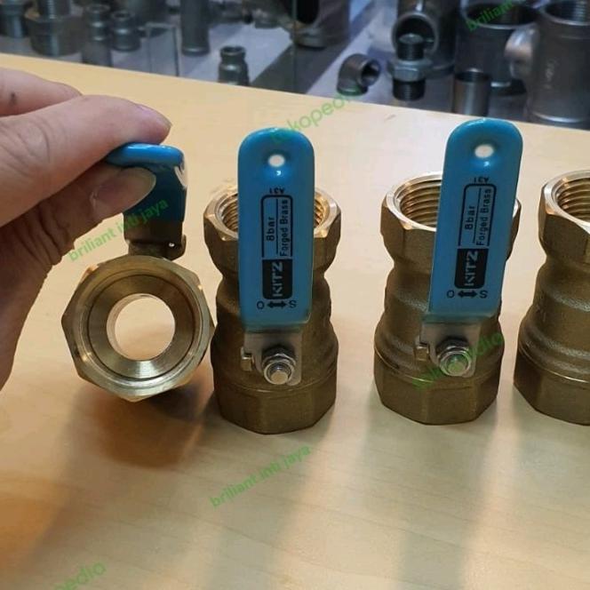 Jual Ball Valve Kitz Biru 1" Inch Gagang Biru 8 Bar | Shopee Indonesia