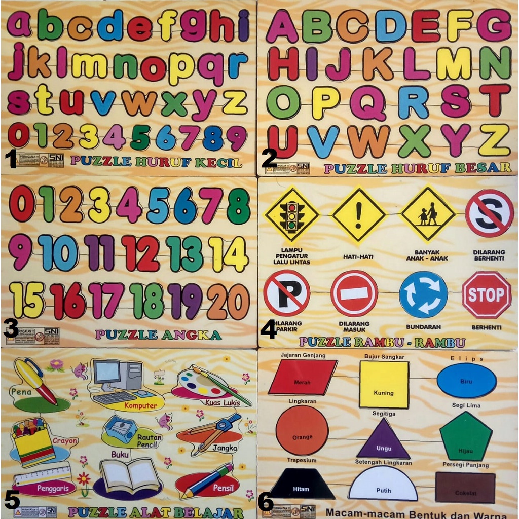Jual Puzzle Kayu Part 1 SNI BR Alphabet Huruf Angka Hijaiyah Binatang ...