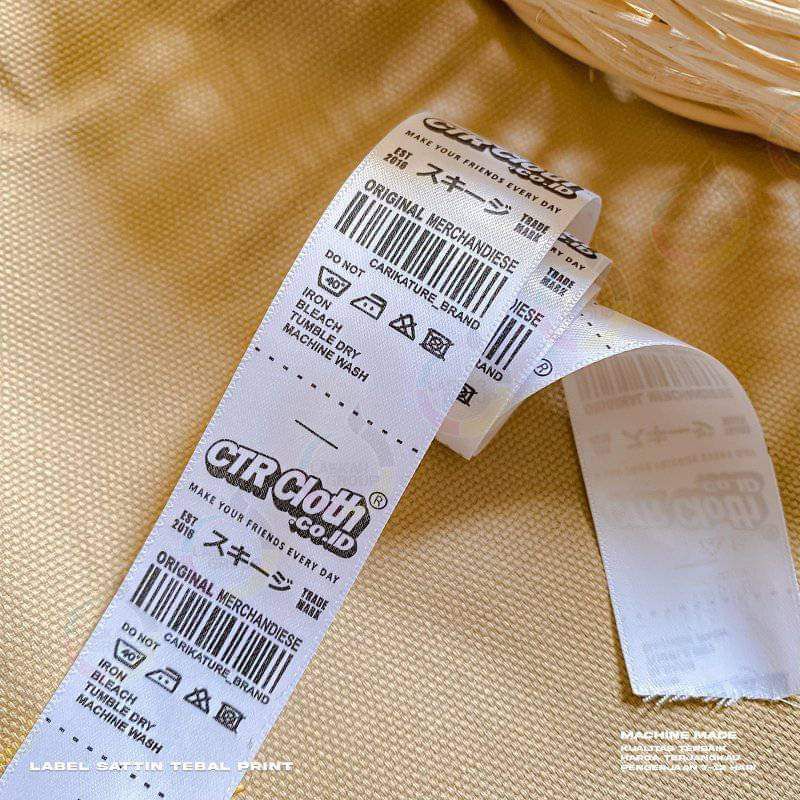 Jual Label Satin, label slip, label cap, label baju | Shopee Indonesia