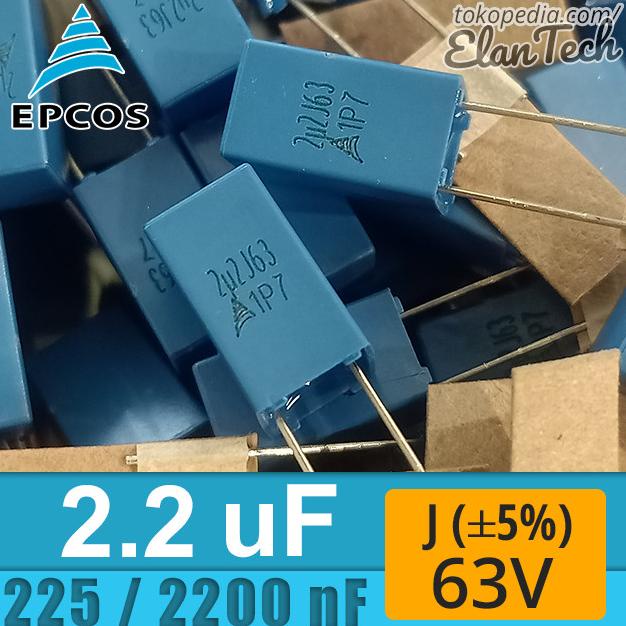 Jual Epcos 2.2uF / 225 / 2200nF J 63V 2u2 Capacitor Kapasitor Elan73c ...