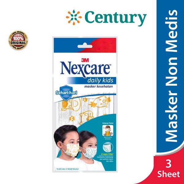 Jual Masker Anak Nexcare 3M Daily Kids Masker 1 Sachet isi 3 / Masker ...