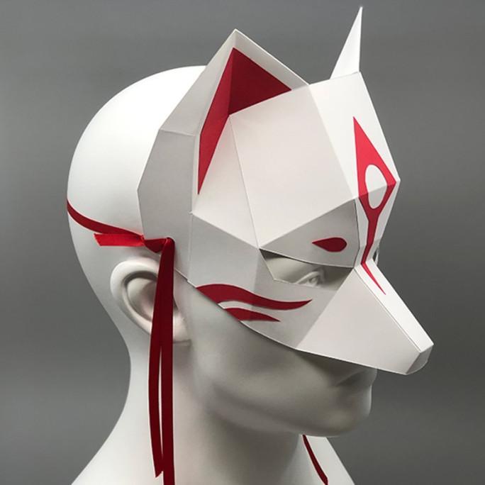 Jual Papercraft Topeng Kitsune Japanese Fox Rubah Jepang Half Face Mask ...