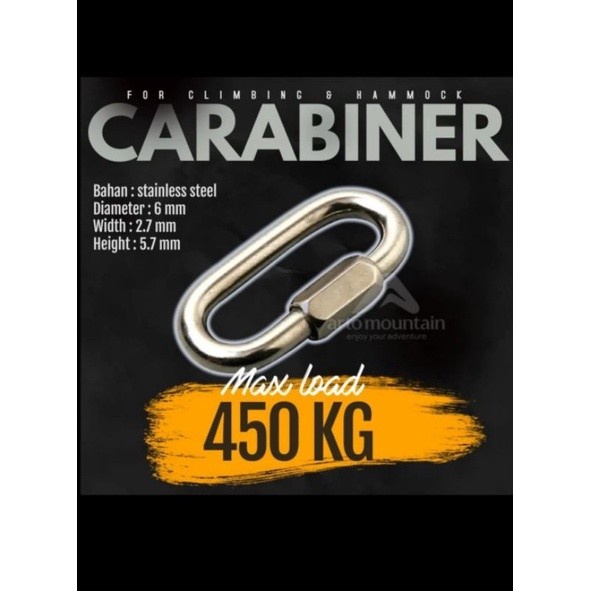 Jual Mailon Rapide Stainless Stell Carabiner Climbing Hammock Safety ...