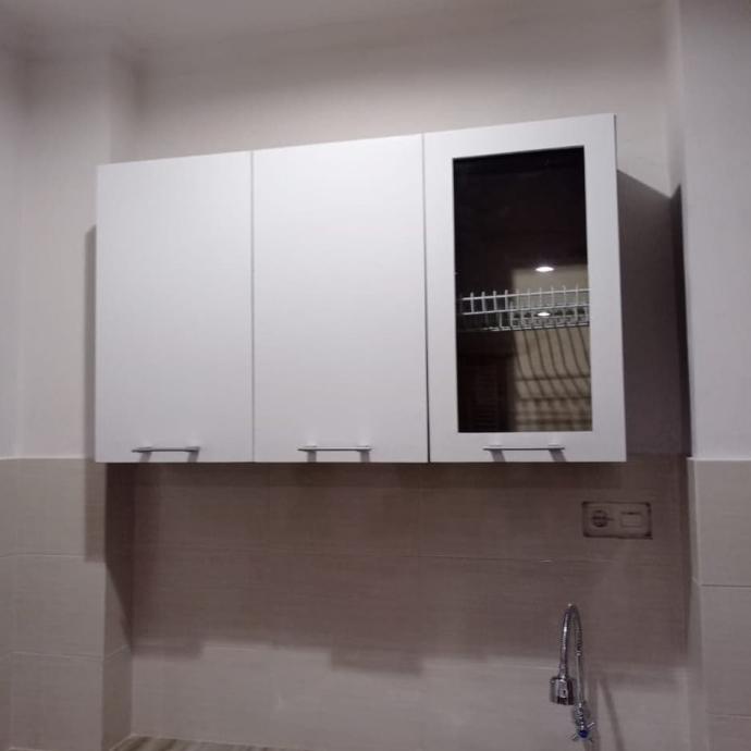 Jual RAK PIRING LEMARI GANTUNG DAPUR KITCHEN SET ATAS 3 PINTU POLOS N ...