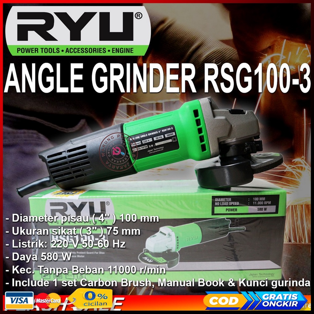 Jual Mesin Gerinda RYU RSG100-3 Angle Grinder 4" Solusi Handal untuk ...