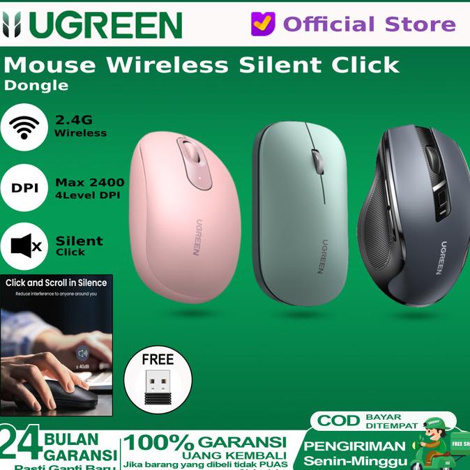 Jual UGREEN Mouse Wireless Silent Click Max 4000DPI 90545 | Shopee ...