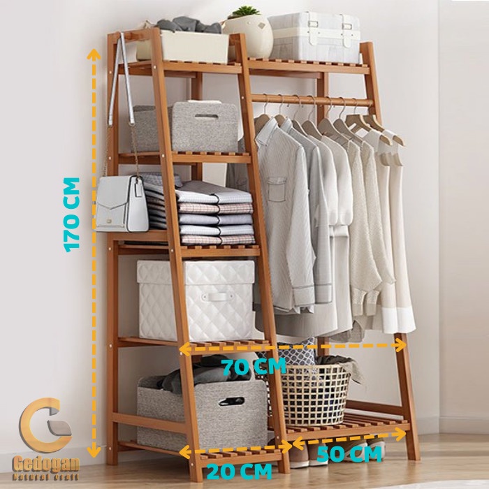 Jual Lemari/ Rak Baju Kayu Stand Hanger Gantungan Baju Kayu Solid ...