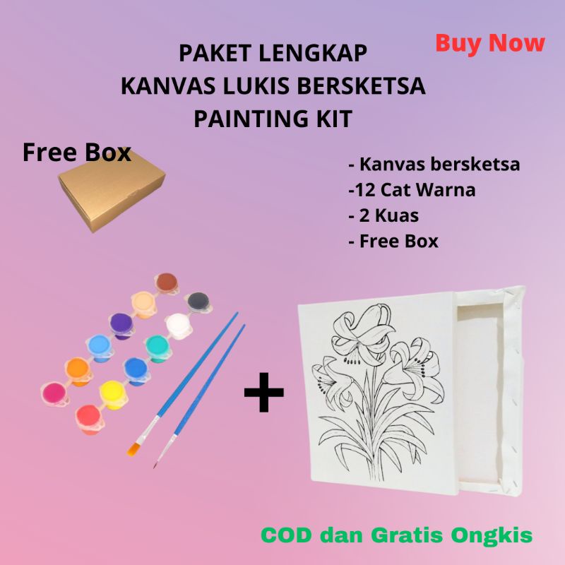 Jual Paket komplit kanvas lukis bersketsa murah berkualitas / Painting ...