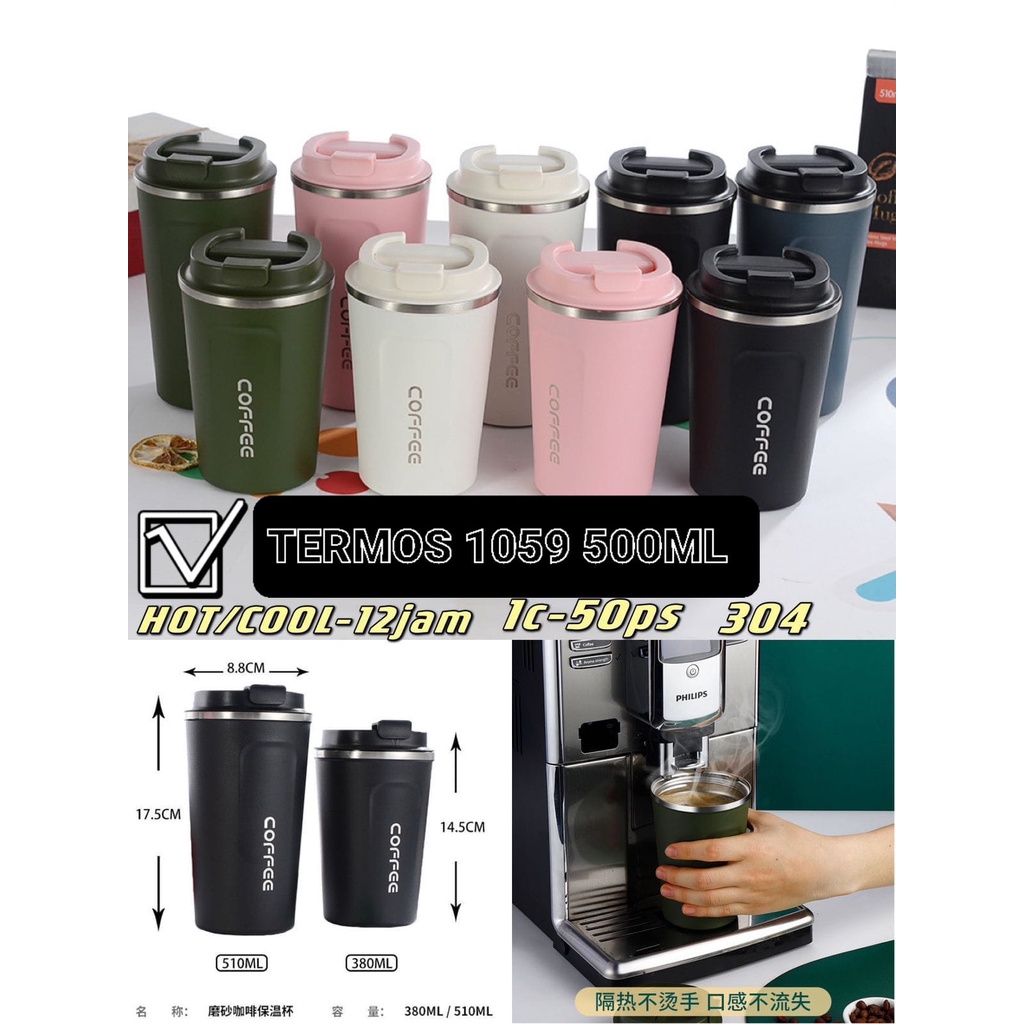 Jual 500ML TRAVEL MUG TERMOS KOPI GELAS AIR MINUM TAHAN PANAS TERMOS ...