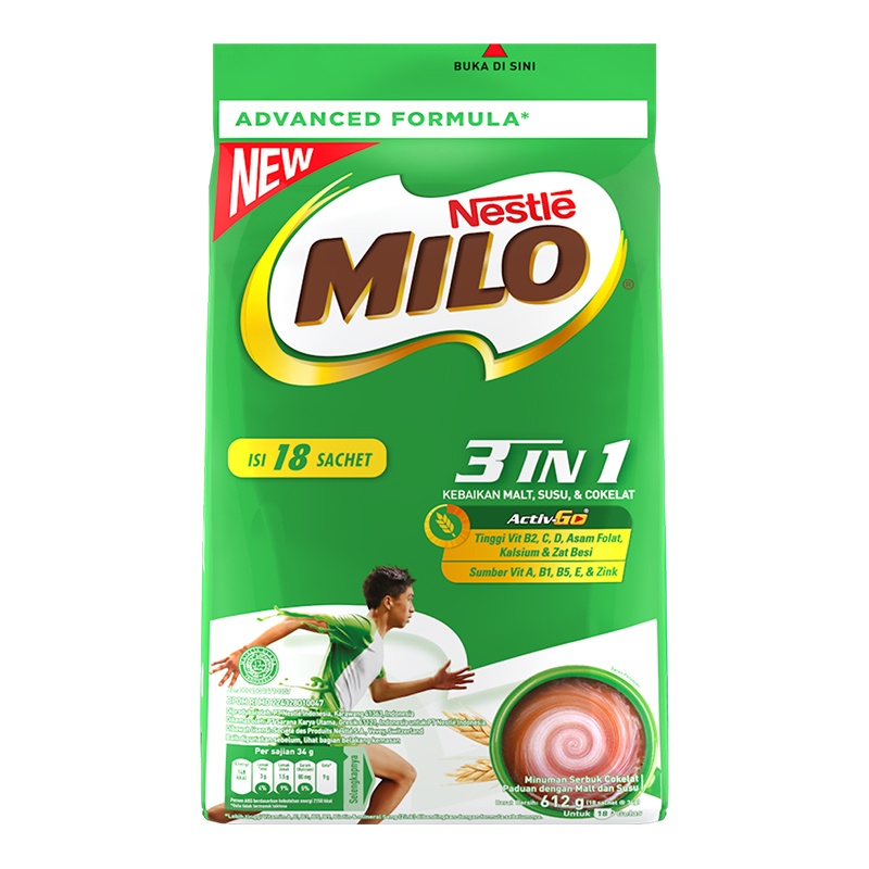 Jual MILO Activ-Go Minuman Serbuk Cokelat Sachet 18 x 34 g | Shopee ...